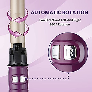 Automatic Curling Iron Automatic Curling Wand for Hair Styling Auto Hair Curler Automatic Hair Curling Wand Self Rotating Curling Iron (1.1inch Curl/28mm, Purple)