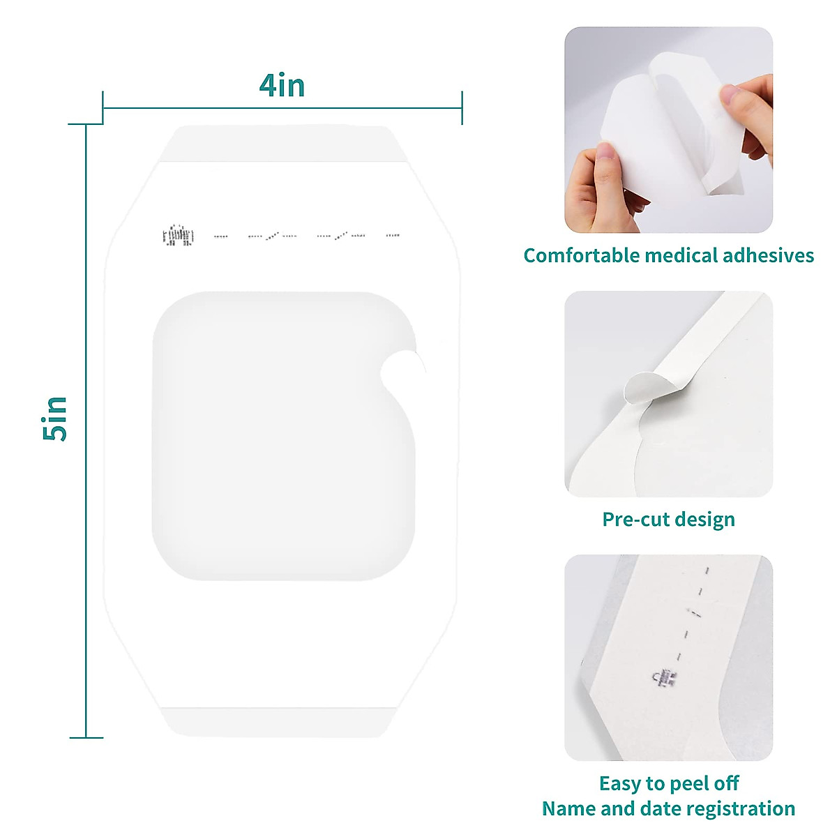 Dimora Transparent Film Dressing 50 Packs, Waterproof Adhesive Clear Bandages 4 in x 5 in, Wound Cover for IV Shield, Tattoo Aftercare Bandage(FSA/HSA Approved))