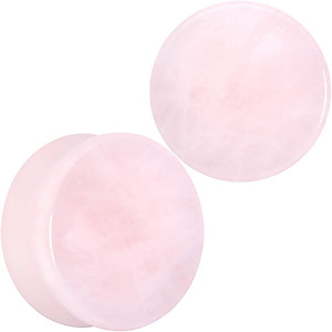 Body Candy 25mm Womens 2Pc Pink Rose Quartz Stone Double Flare Plug Earring Ear Plug Gauges Set of 2