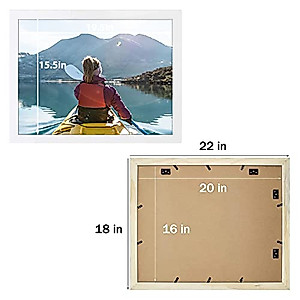 Golden State Art, 16x20 Picture Frame Made of Solid Pine Wood And Hd Tempered Glass - Horizontal And Vertical Wall Display, 1 Pack, White