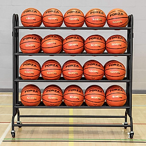 FORZA Portable Sports Ball Cage & Cart | Storage for Basketballs, Footballs, Volleyballs and More! - Securely Stores Up to 40 Balls (Ball Cart, 40 Ball Capacity)