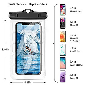 2021 Upgrade Universal Waterproof Phone Case, Pressure Grid Design, More sensitive IPX8 Waterproof Phone Bag, Compatible with iPhone 12 Pro 11 Pro Max XS Max XR X 8 7 Samsung Galaxy up to 7 Inches