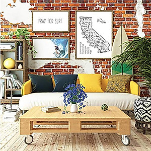 Surf California Map - Beach Wall Decor - 16 x 20 Inch Art Poster of California Surf Breaks - Unique Wall Art for Coastal, Ocean, Nautical & Surfboard Themed Decor - Poster Frame NOT Included