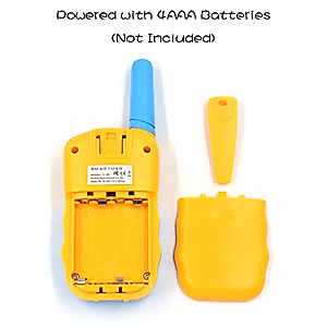 SUNET 2 Pack Battery Operated Walkie Talkies for Kids with 22 Channels 2 Way Radio 6 KMS Long Rang, Toy for 3-12 Year Old Boys Girls, with Backlit LCD Flashlight for Camping Outdoor (Yellow-Blue)