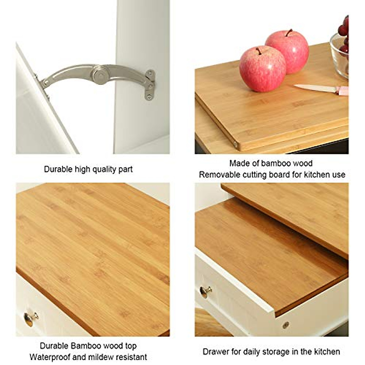 New Kitchen Trash Cabinet,Tilt Out Trash Cabinet with Solid Hideaway Drawer,Free Standing Wooden Kitchen Trash Can Recycling Cabinet Trash Can Holder,Removable Bamboo Cutting Board (White)