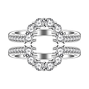 Uloveido 925 Sterling Silver Cubic Zirconia Pave Oval-Shaped Ring Guard Enhancer for Solitaire Wedding Promise Rings Y2470 (Size 9)
