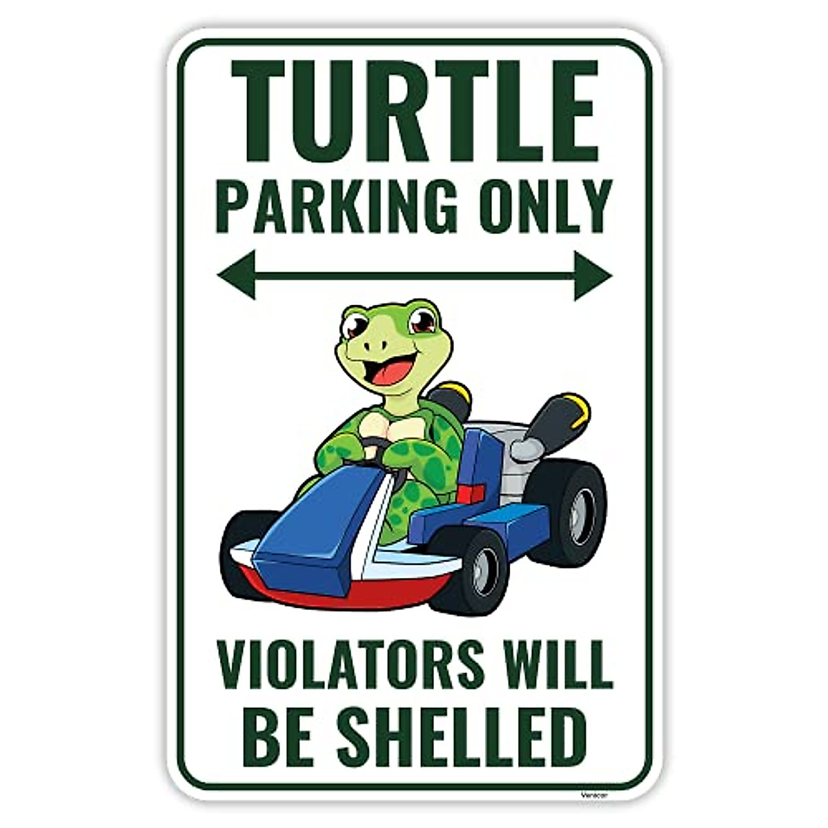 Venicor Turtle Parking Sign Decor - 9 x 14 Inches - Aluminum - Turtle Gifts for Turtle Lovers Women - Pet Turtle Tank Accessories Habitat Decorations Poster