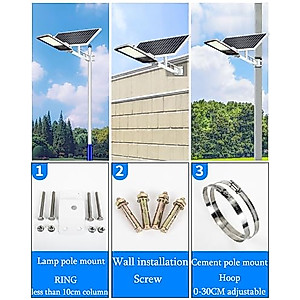 ZXXHNNAIH Solar Street Light IP165 Waterproof Solar Street Light with Pole,Easy Installation,Equipped with a Remote Control for Remote Control,for Yard