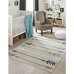 Unique Loom Autumn Collection Area Rug - Arrow (7' 10" x 10' Rectangle, Light Gray/ Black)