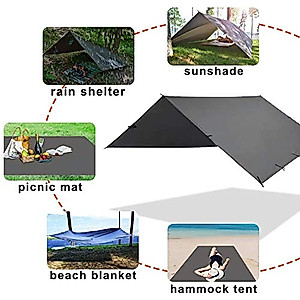 KALINCO 10X10FT/10X15FT,Tent Tarp,Picnic Mat Camping Tarp Tent Hammock Tarp, pu Waterproof Camping tarp Tent Rain Fly Picnic Mat Survival Shelter Sunshade（Gray）