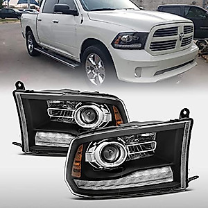 ModifyStreet Black For 09-18 Ram 1500/10-18 Ram 2500/3500 Headlights Replacement Kit( Not Fit with Stock projector Headlights
