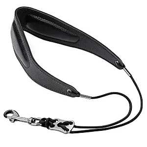 Rinastore Saxophone Strap Genuine Leather Sax Neck Strap with Soft Thick Pad for Soprano Tenor Alto Sax and Clarinets Oboes1