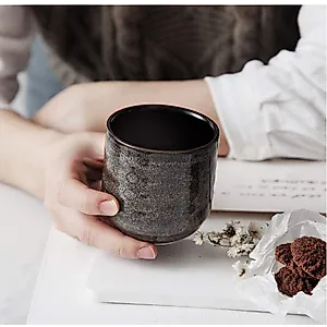 Lxuwbd Japanese style ceramic tea set, tea cup, coffee cup, yerba mate set, Ceramic mate cup set of 4 (Brown grey)