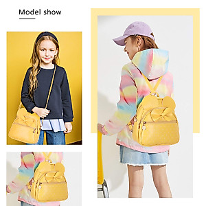 Girls Bowknot Polka Dot Cute Mini Backpack Small Daypacks Convertible Shoulder Bag Purse for Women (Light Yellow)