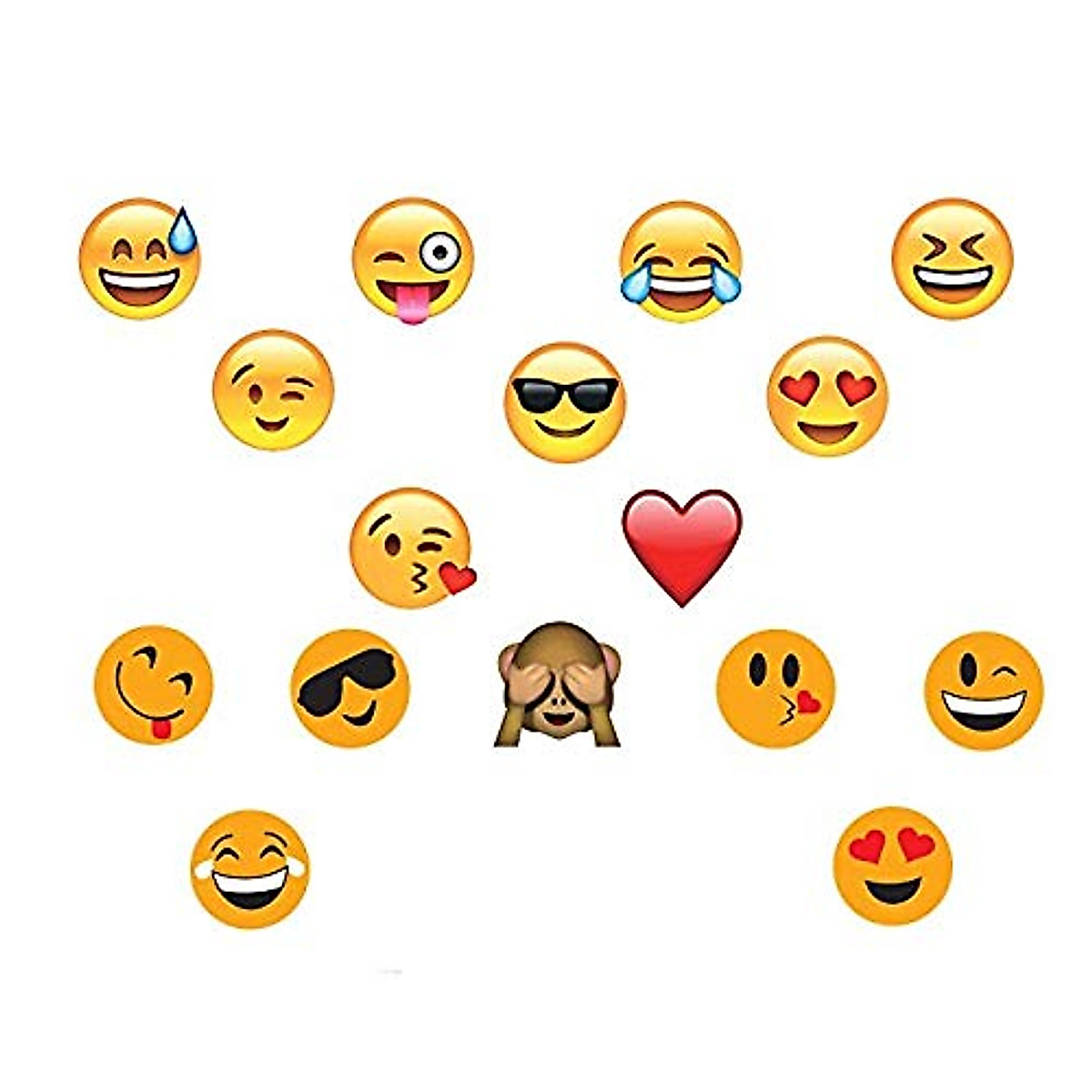 Temporary Emoticon Smiley Face Tattoos - 16 Assorted Emoticon Styles - Fun Gift, Party Favors, Party Toys, Goody Bag Stuffers, Easter Egg Stuffers 2" 144 Pack