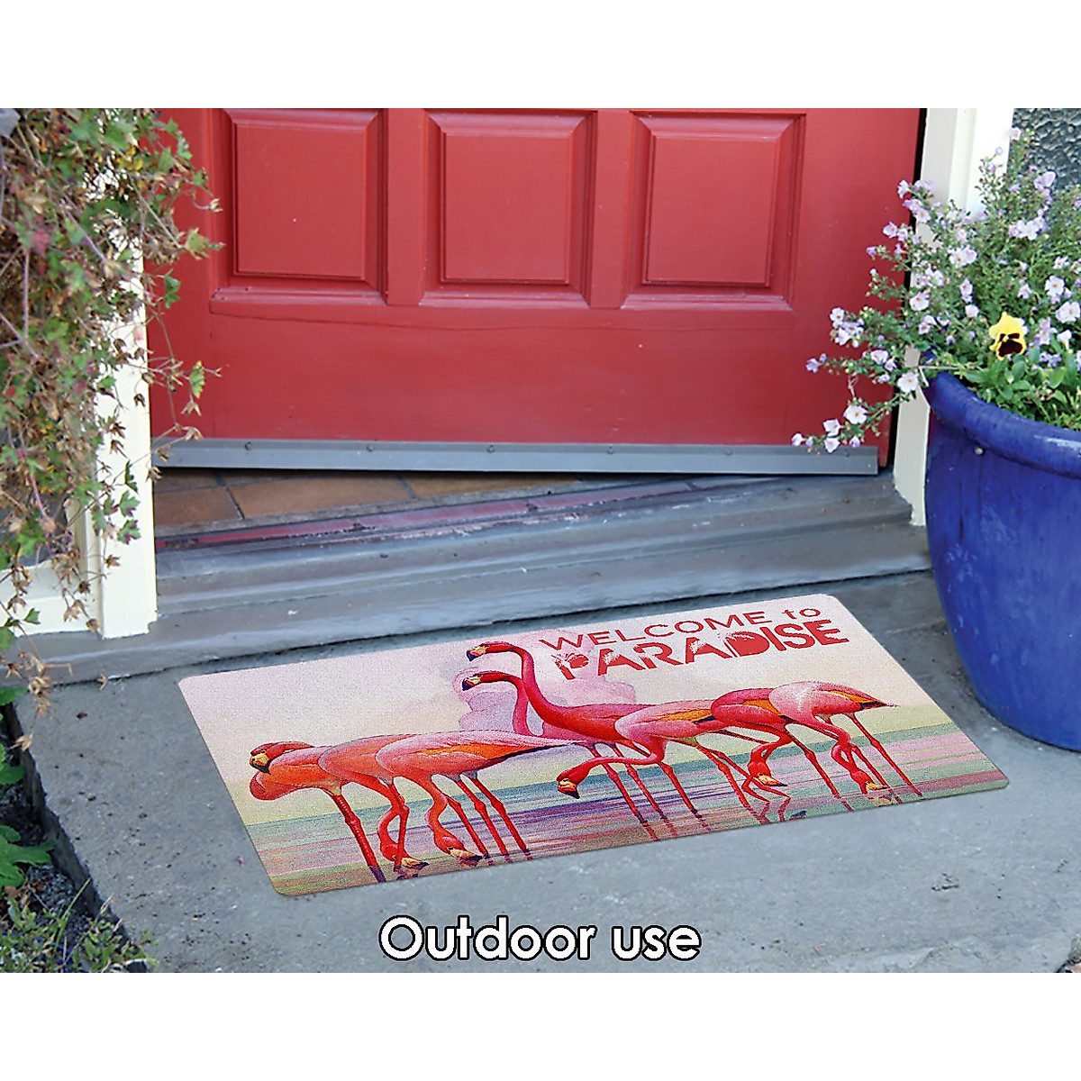 Toland Home Garden 800411 Flamingo Paradise Summer Door Mat 18x30 Inch Welcome Outdoor Doormat for Entryway Indoor Entrance