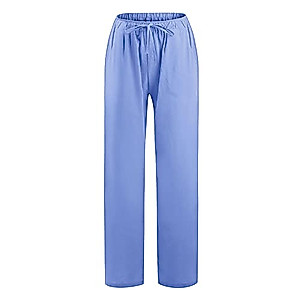 Track an Order On Amazon Womens Linen Pants Plus Size Drawstring Elastic Waist Casual Flowy Pant Wide Leg Pocket Summer Comfy Palazzo Pants International Sellers On Amazon Light Blue S
