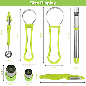 14 Pack Melon Baller Scoop Set - 4 in 1 Stainless Steel Fruit Tool Set Fruit Scooper Seed Remover with Fruit Vegetable Cutter Shapes Set Fruit Peeler for Fruit Slicer Dig Pulp Separator
