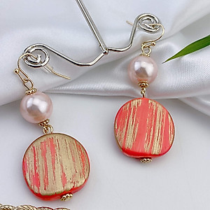 Coiris Women's Beaded Strand Statement Necklace Beads Collar (N0002-Coral Orange)