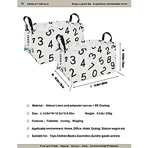 ONOEV 2 Pack Rectangular Fabric storage box,decorative basket and finishing basket with handle are used for the storage of clothes,books and sundries(2 Pack Black number)