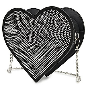 lola mae Heart shaped bags for women Rhinestone Shining Heart Crossbody Handbag