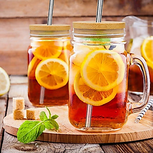 Picowe 6 Pack Bamboo Lids with Straw Hole for Wide Mouth Mason Jar Storage Canning Jar Lids Ball Jars(Jars not included)