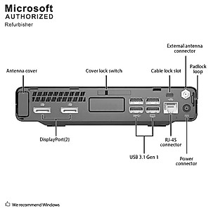 HP EliteDesk 800 G3 Desktop Mini, Intel Quad Core i7-6700 3.4GHz, 8GB DDR4, M.2 256GB SSD, WiFi, BT, Windows 10 Pro 64 Language Supports En/Sp/Fr