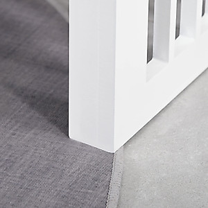 PawHut 6" Height Small Puppy Dog Feeding Station for Messy Pets, Stainless Steel Elevated Dog Bowls with Modern Wooden Frame, Dog Food Stand Pet Feeding Station, White