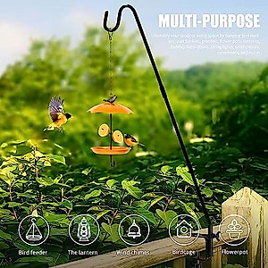 Juegoal Heavy Duty Deck Hook with 2 Inch Non Slip Clamp, 25 to 36 Inch Extended Reach Deck Hook, Adjustable Rail Pole Plant Bracket for Hanging Bird Feeder, Plants, Lanterns, Wind Chimes