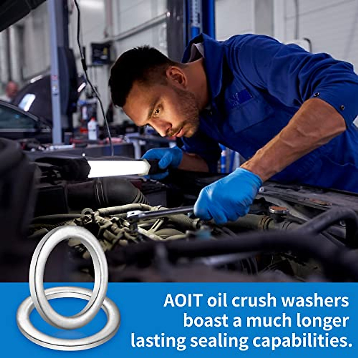 AOIT 10 Pcs Aluminum Transmission Fluid Drain Plug Crush Washer Seal Fits for Toyota Prius Corolla Tacoma Camry, Replacement for The Part# 90430-18008, Used for Change Transmission Fluid