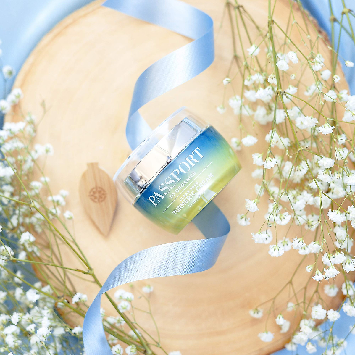 Passport to Organics Clear Face Turmeric Cream - Lightweight Face Cream for Sensitive Skin - Anti-Aging Skin Care with Vitamin E, Turmeric, Aloe Vera & More - Everyday Face and Neck Cream - 1.7oz