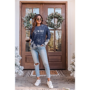 DUTUT Yes I'm Cold Me 24:7 Sweatshirt Women Im Always Cold Graphic Long Sleeve 2024 Winter Lightweight Christmas Pullover Top