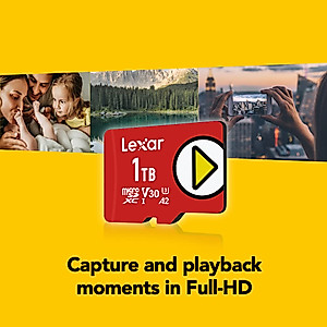 Lexar 1TB PLAY micro SD Card, UHS-I, C10, U3, V30, A2, Full-HD Video, Up To 150MB/s, Expanded Storage for Nintendo-Switch, Gaming Devices, Smartphones, Tablets (LMSPLAY001T-BNNNU)