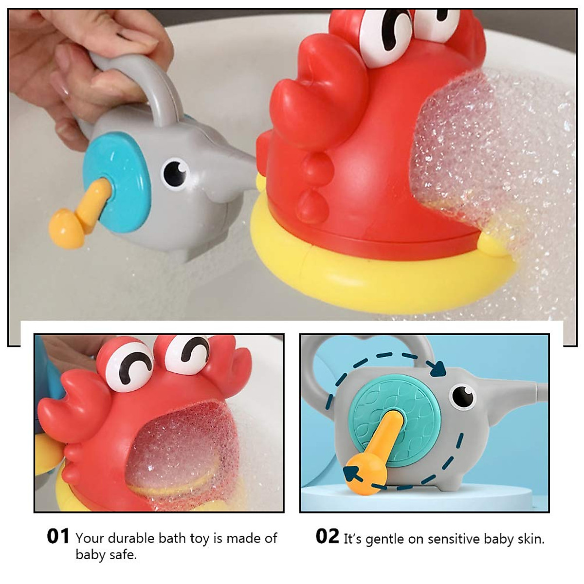 NUOBESTY 2pcs Bubble Bathtub Toys Crab Bubble Maker Shower Bath Time Toddler Bubble Blower Toy Infant Children Happy Tub Time