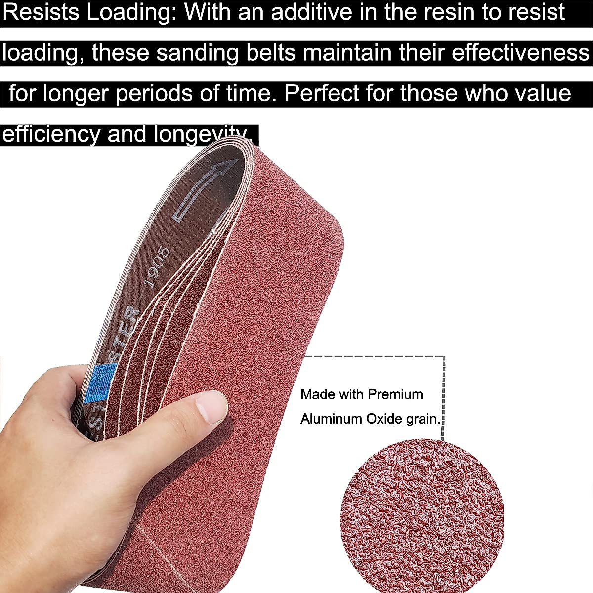 M-jump 18 PCS 3 x 21 inch Aluminum Oxide Sanding Belt Kit-Include 3 Each of 60 80 120 150 240 400 Grits-Premium Sandpaper Sander Belt for Portable Belt Sander