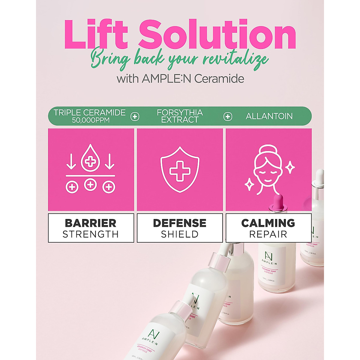 AMPLE:N Ceramide Shot Serum – Anti Aging and Hydrating Serum with Ceramide for Deep Moisturization – For Dry & Rough Skin to Reduces Wrinkles & Repairs Skin, 3.38 fl.oz.