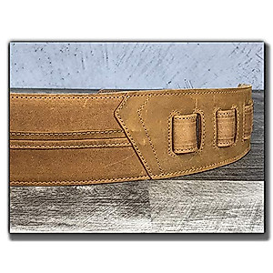 Anthology Gear The Original Straight Up Full Grain Padded Leather Guitar Strap - For Electric, Acoustic and Bass Guitars (3" Width, Tobacco)