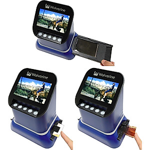 Wolverine F2D Saturn Digital Film & Slide Scanner - Converts 120 Medium Format, 127 Film, Microfiche, 35mm Negatives & Slides to Digital - 4.3" LCD, 16GB SD Card, Z-Cloth & HDMI Cable Included (Blue)