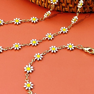 Coiris Daisy Choker Necklace Bracelet,Gold Chain Necklaces Jewelry Flower Jewelry Set for Women (N0085-White Petals)