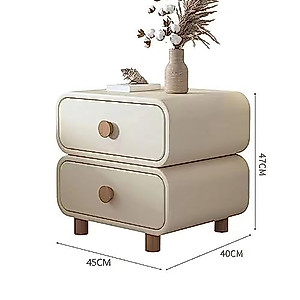 Bedside Cabinet with 2 Drawers,Mid-Century Modern 2 Drawer Solid Wood Nightstand,Wood Side Table End Table for Bedroom (Khaki)