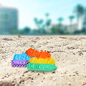 Silicone Pop Push Bubble Fidget Sensory Toy,Stress Reliever Autism Special Need Anti-Anxiety Squeeze Toy,Cute Rainbow Excavator Digger (Rainbow)