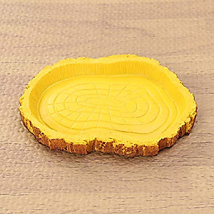 POPETPOP Water and Food Dish for Reptiles-Resin Simulated Bowl for Snake,Tortoise,Lizard,Frogs Reptile Water Dish