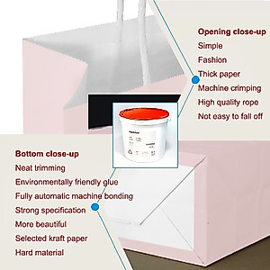 AZOWA Gift Bags Small Kraft Paper Bags with Handles (6.3 x 3.1 x 8.6 in, Pastel Pink, 36 CT)