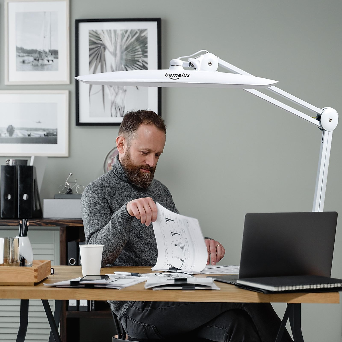bemelux LED Desk Lamp with Clamp, Dimming Task Lamp for Reading Desktop Office Workbench Table Architect Sewing Study Home Craft, Bright 117PCS LEDs, 2200 Lumens 20 Inch Metal Swivel Arm Work Lamp