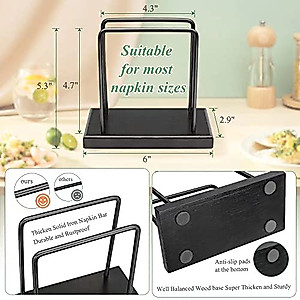 Napkin Holder for Table Modern Black, Acacia Wood Napkins Holder with Metal Wire, for Kitchen Dining Table Farmhouse Cocktail Picnic Bar Rustic, Wood Holders for All Dining Room Home Decors