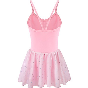 DANSHOW Ballet Leotards for Girls Dance Camisole Dress with Shiny Tutu Skirt(4041-08-M)