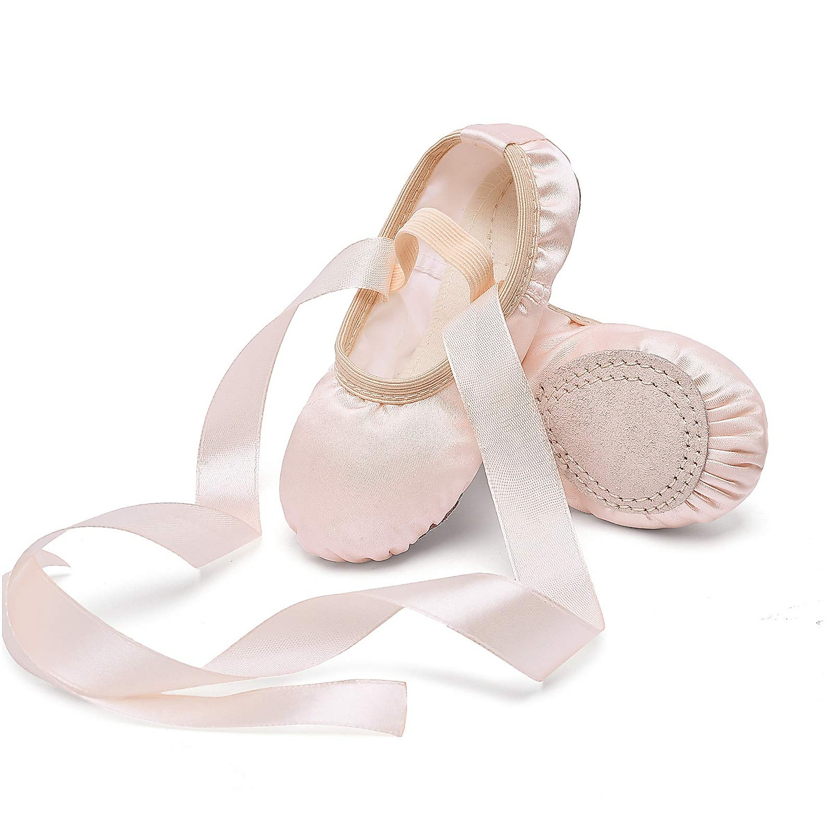 Stelle Ballet Shoes for Girls Satin/Ribbons Ballet Slippers Dance Shoes(Toddler/Little/Big Kids)(Ballet Pink,2ML)