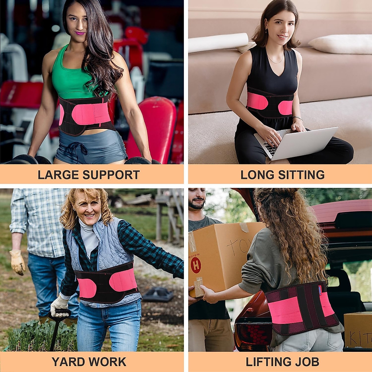 T TIMTAKBO 2.0 Version Lower Back Brace for Pain Relief, Back Brace for Lifting at Work, Back Brace for Herniated Disc and Sciatica, Back Support Belt for Women (Red,L/XL Fits 32"-39" Belly Waist)