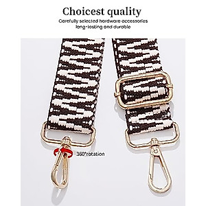 Vividora Purse Strap Replacement Crossbody, 1.5"/2" Wide Golden Buckle Adjustable Shoulder Strap, Boho Canvas Handbag Strap Bag Strap for Women Black and White Folding Line