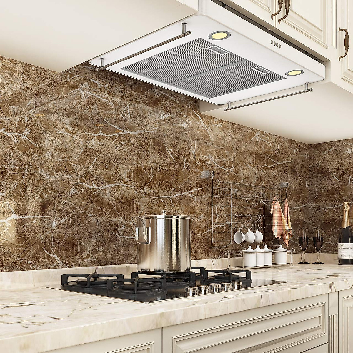 Yenhome Waterproof Contact Paper for Countertops Paper for Kitchen Counter Contact Paper Marble Wallpaper Peel and Stick Counter Top Covers for Desk 200x30 Inch Brown Marble Contact Paper for Table